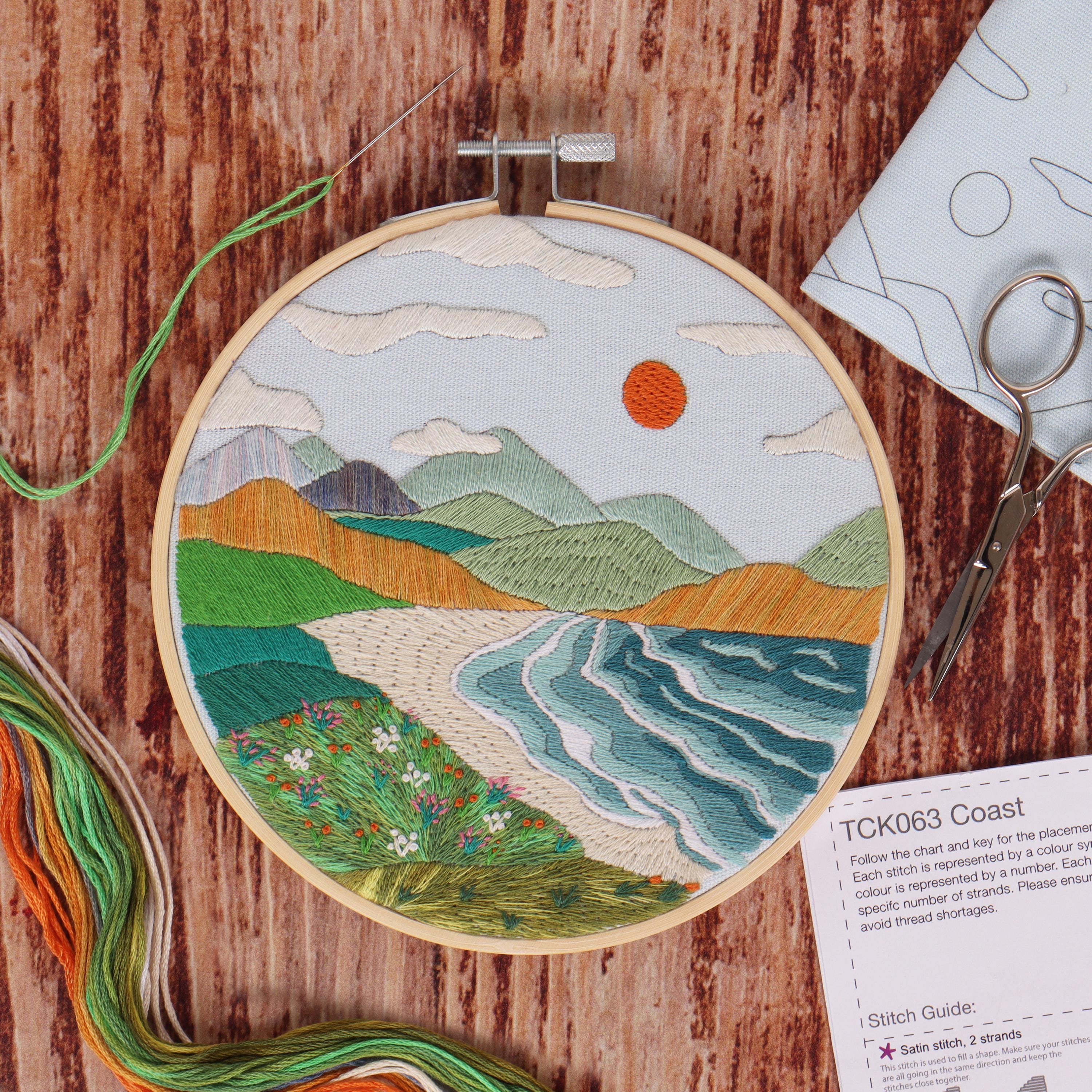 Coastal Mountain Embroidery Kit / Landscape Embroidery Kit / Trimits ...