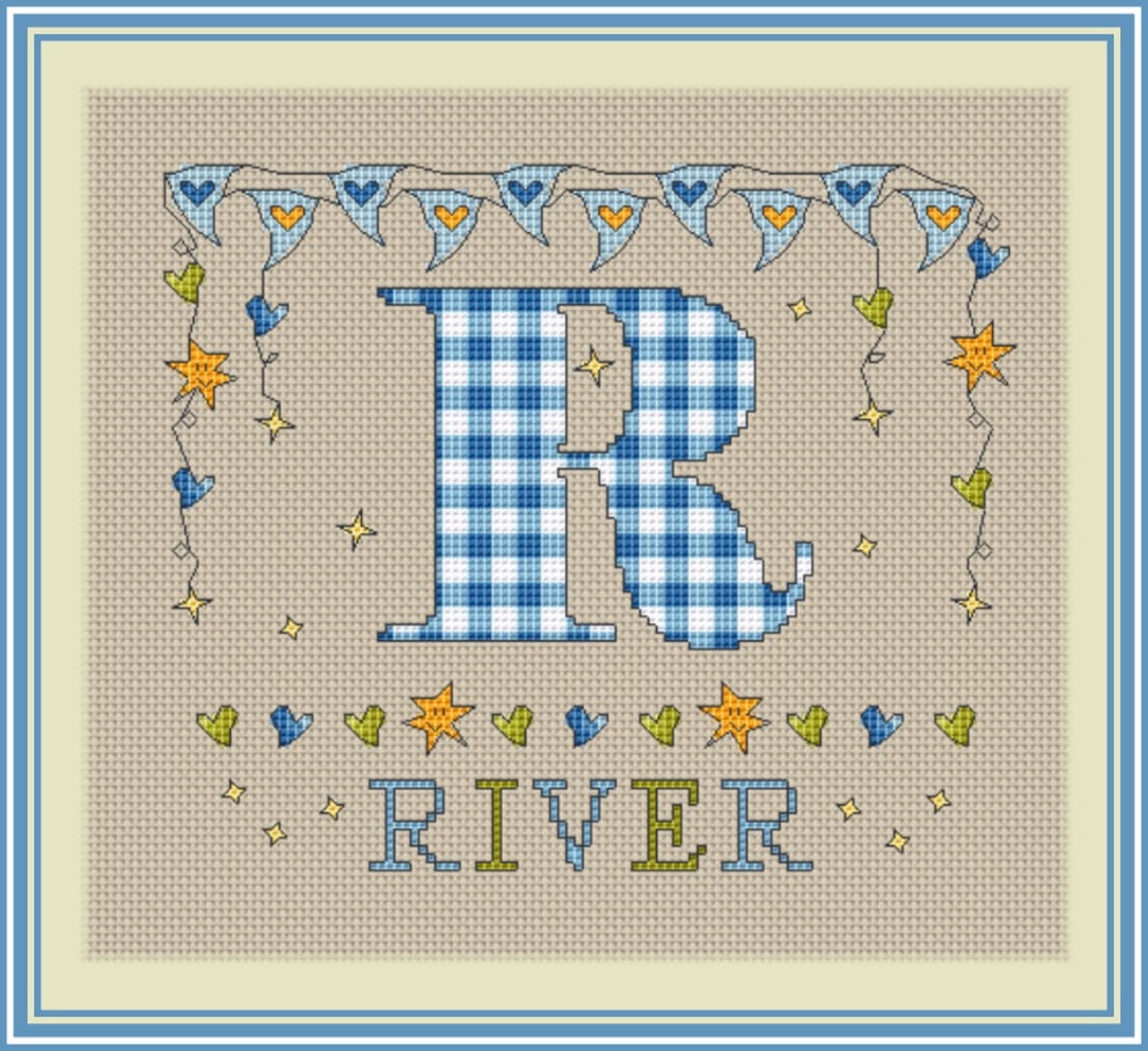 Boys Letter R Monogram // Cross Stitch Letter R // Personalized ...