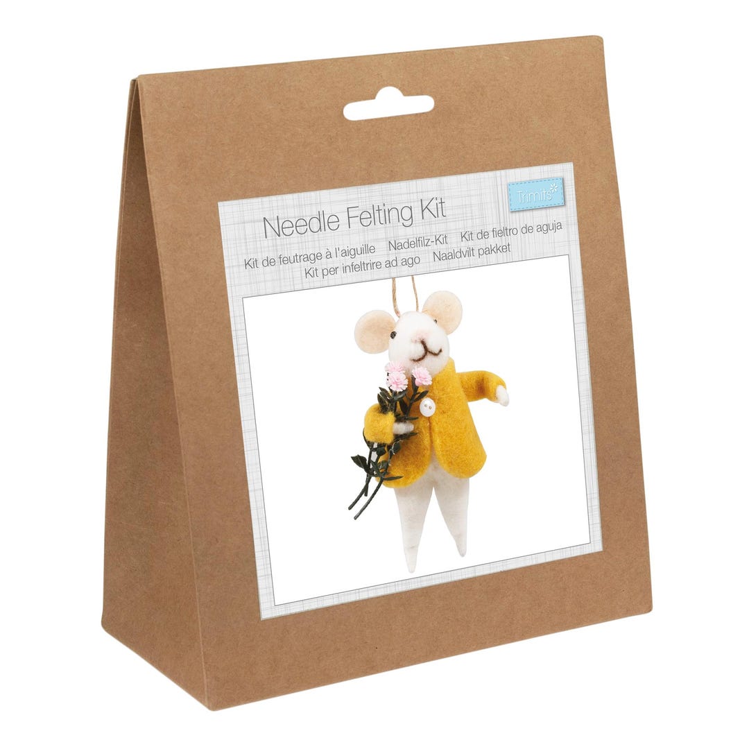 DIY Flower Mouse / Needle Felting Mouse / Felting Mouse Kit / Felt ...