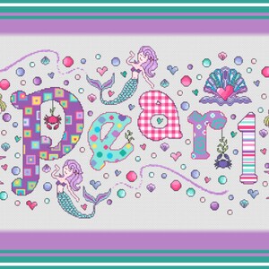 PDF Bespoke Chart / Mermaid Girls Sampler/ Mermaid Name Cross Stitch ...