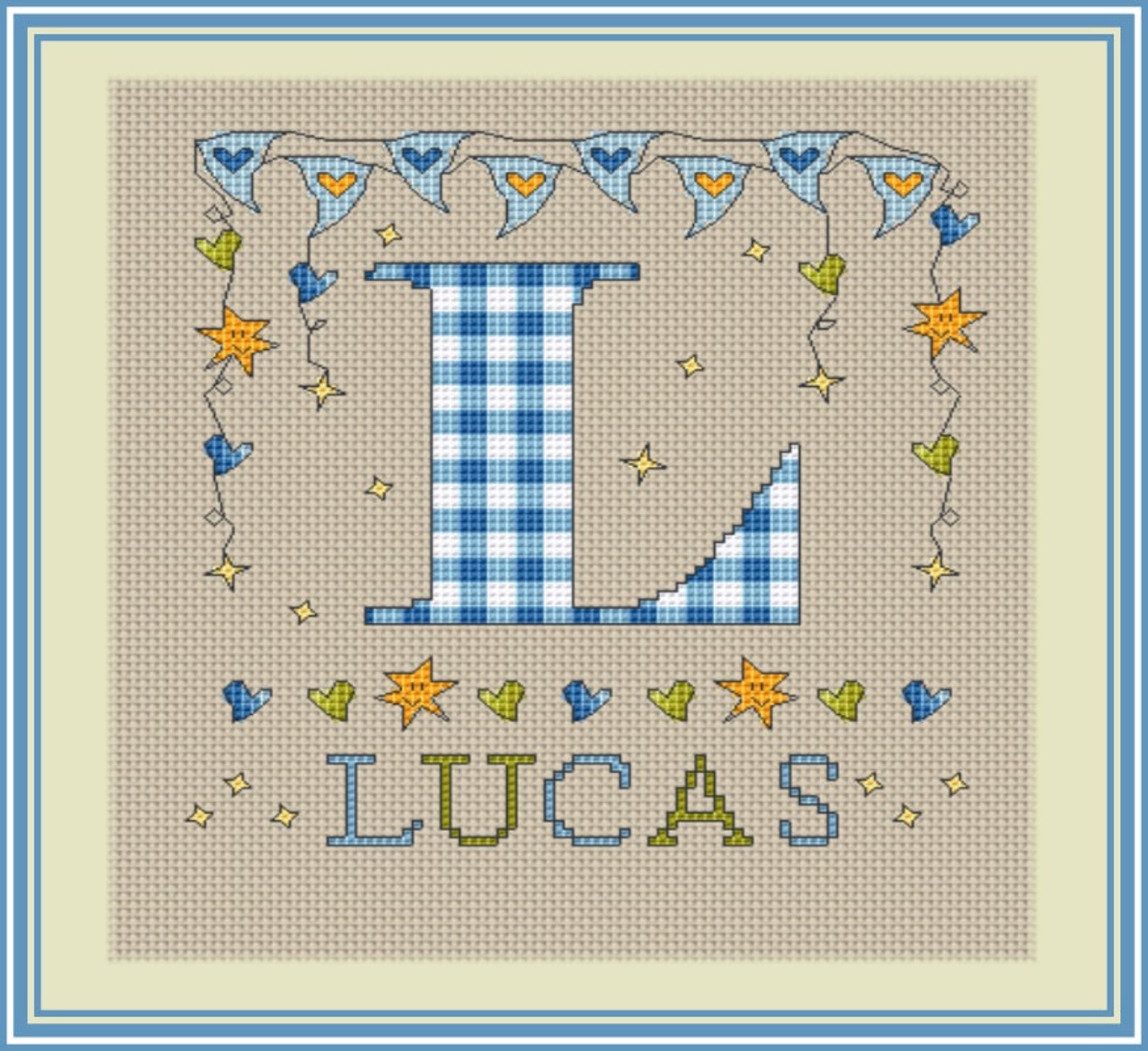 Boys Letter L Monogram // Cross Stitch Letter L // Personalized ...