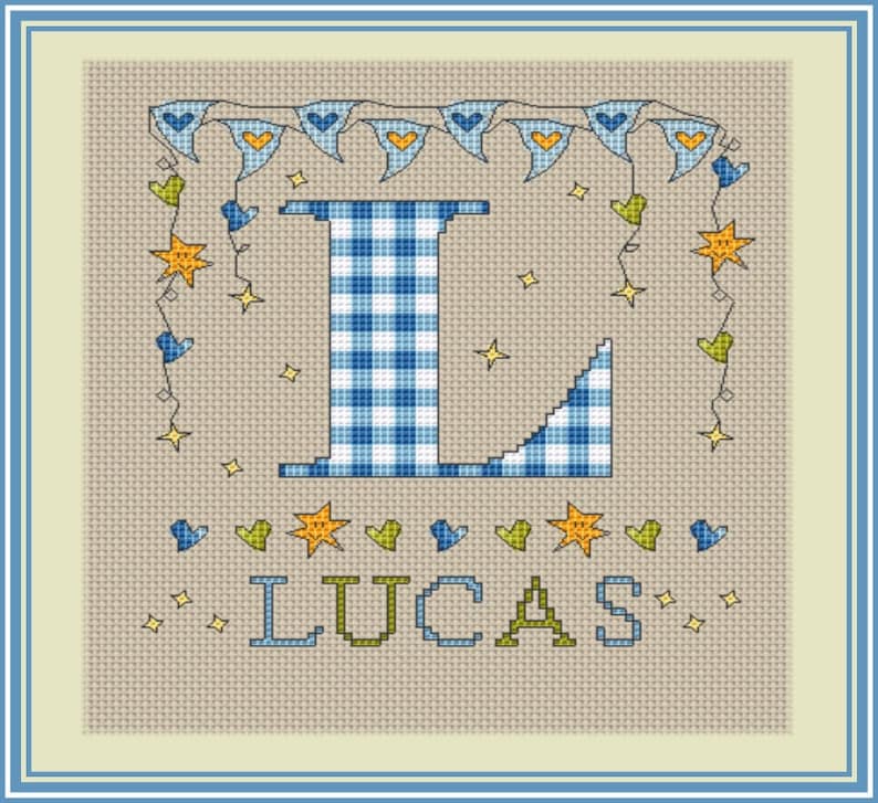 Boys Letter L Monogram // Cross Stitch Letter L // Personalized ...