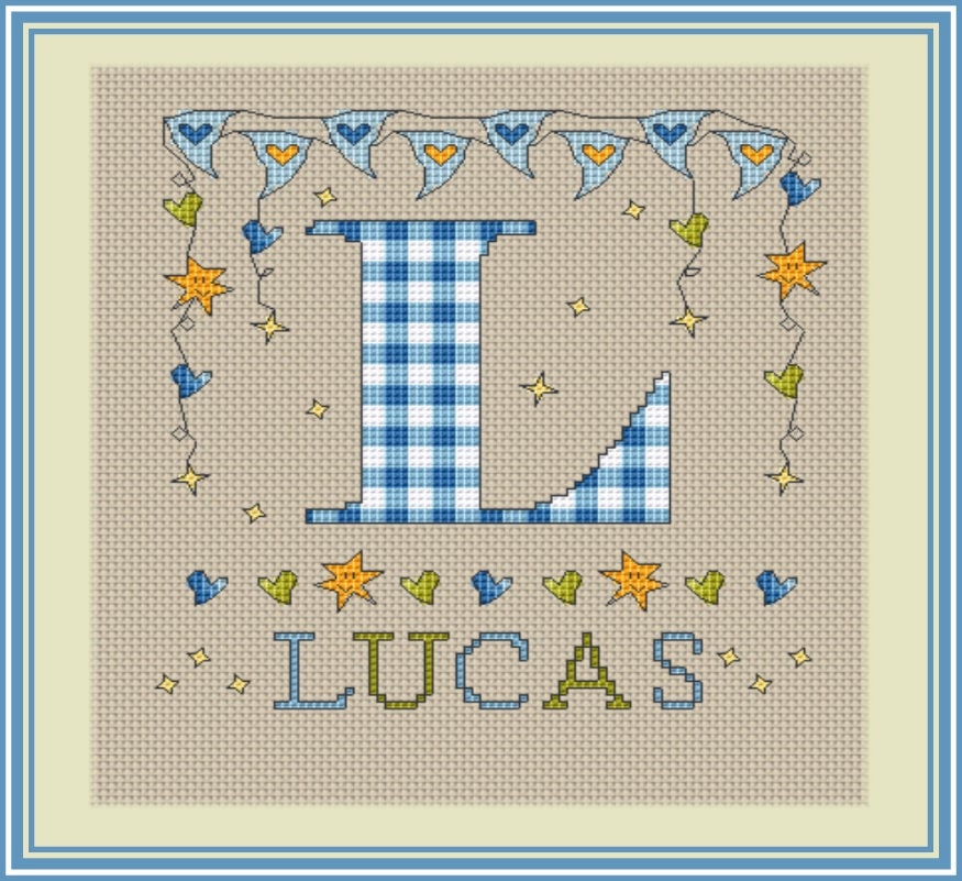 Boys Letter L Monogram // Cross Stitch Letter L // Personalized ...