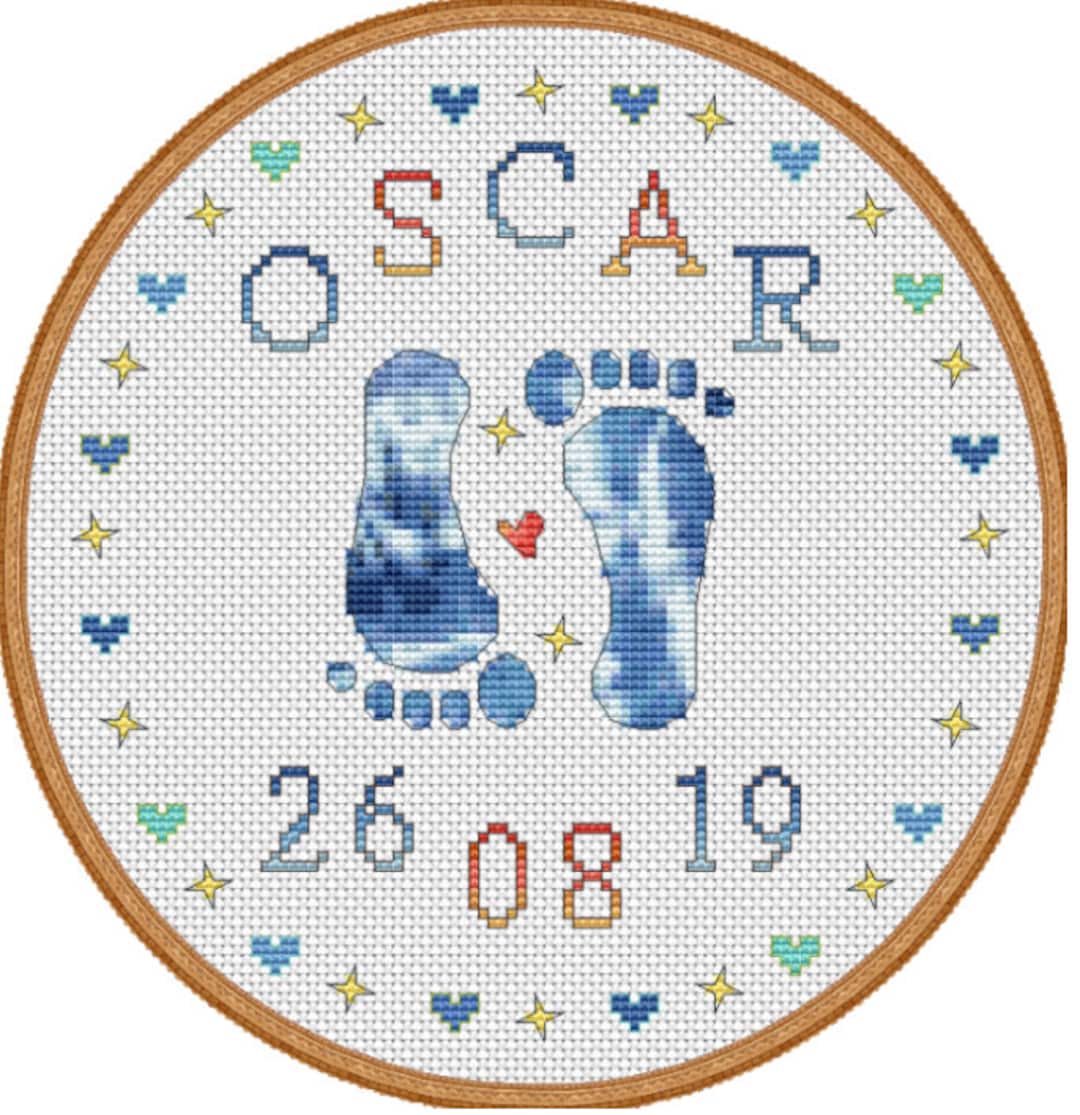 Baby Boys Feet Sampler // Cross Stitch Birth Announcement ...