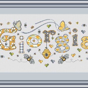 PDF Bespoke Bee Name Chart / Beehive Name / Bee Name Cross Stitch / Bee ...