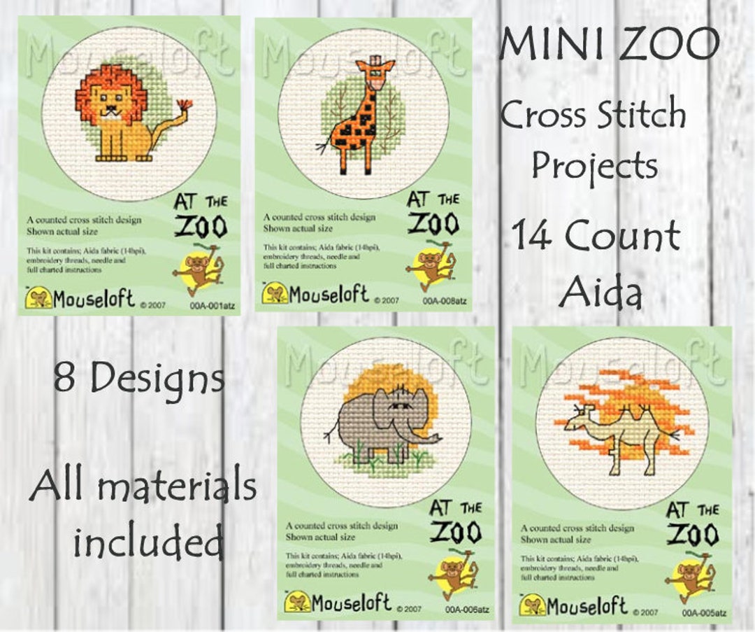 Mouseloft / at the Zoo Cross Stitch / Giraffe Cross Stitch / Lion ...