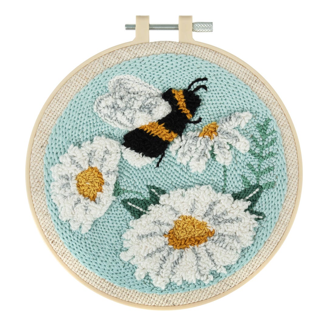 Bee Punch Needle Kit / Punch Needle Craft / Floral Bee Punch Needle Kit ...