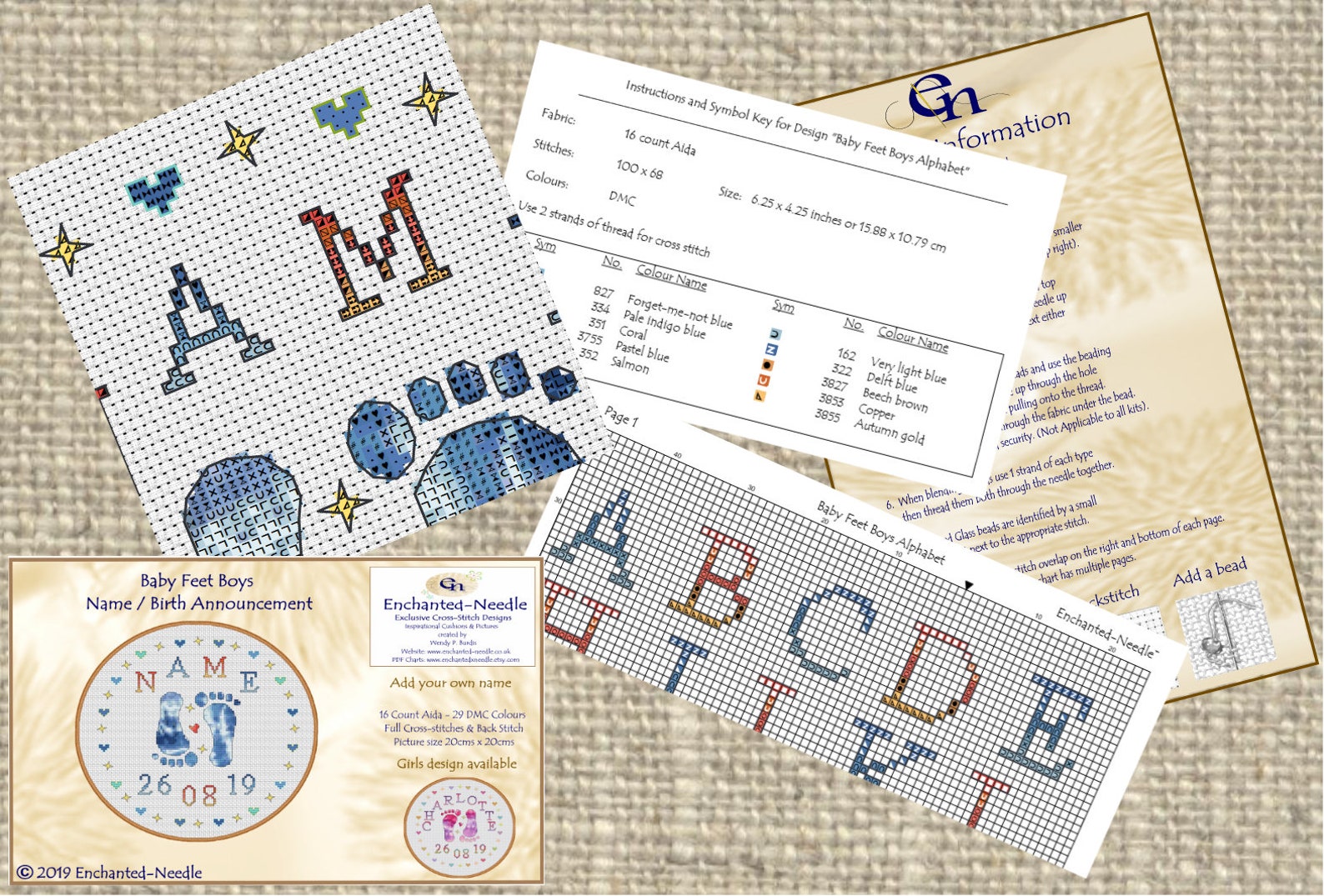 Baby Boys Feet Sampler // Cross Stitch Birth Announcement ...