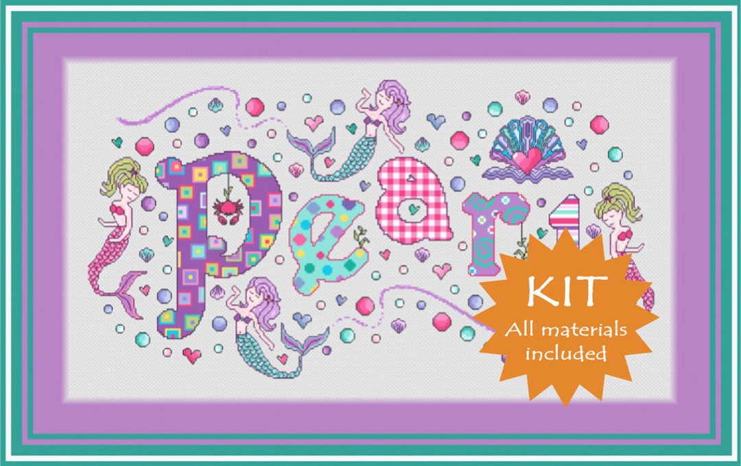 Mermaid Nameplate Sampler// Mermaid Name Cross Stitch // Name Sampler ...