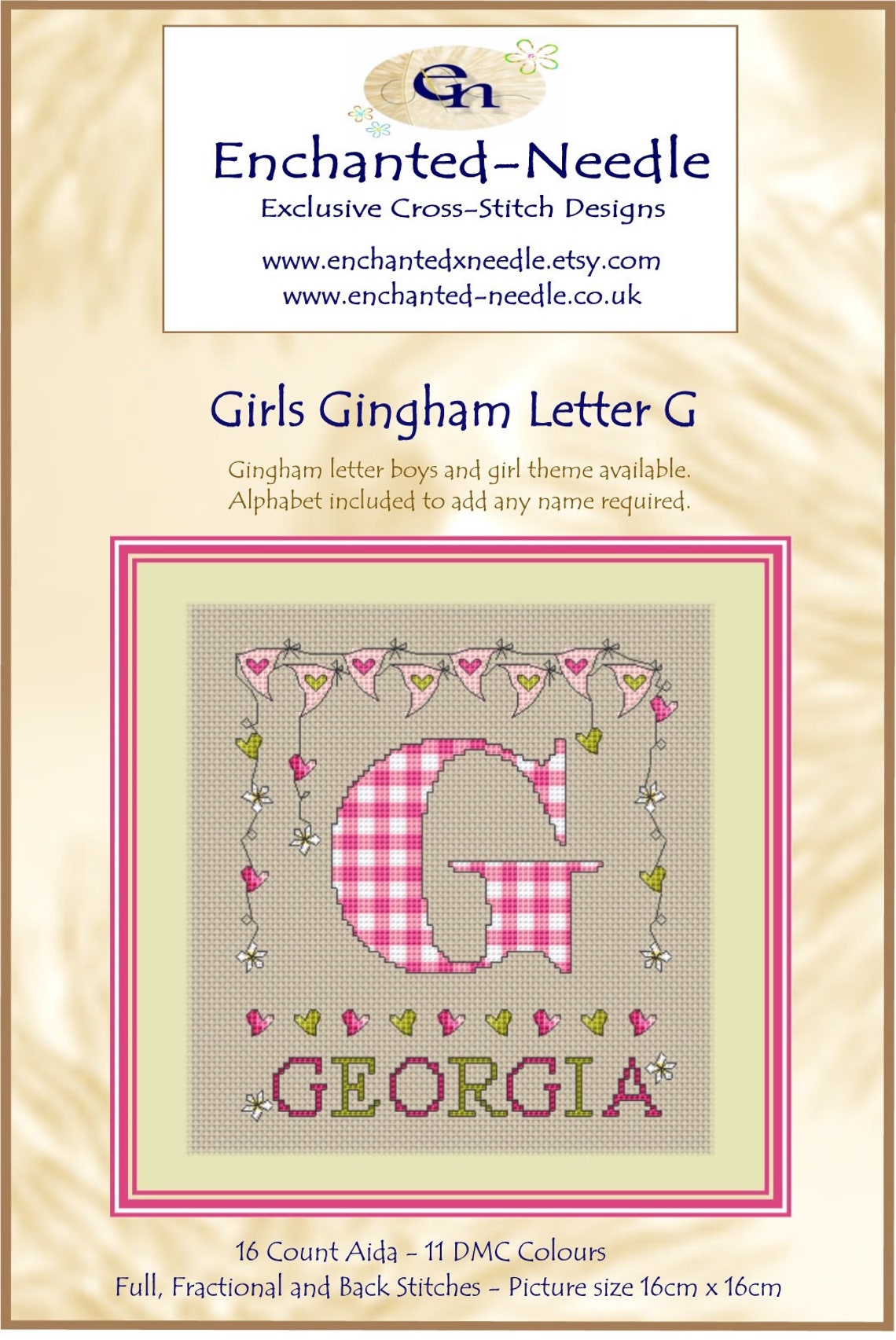 Girls Gingham Bunting Monogram // Letter G // Personalized Alphabet ...