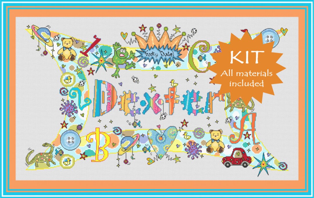 Complete Kit // Boys Nameplate Sampler//funky Blue Nameplate Cross ...