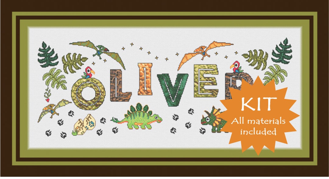 Dinosaur Boys Nameplate Sampler// Name Cross Stitch // Name Sampler ...