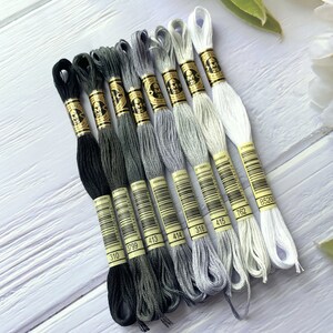 DMC Stranded Cotton // 8 Skeins Monochrome // DMC Threads // Cross ...