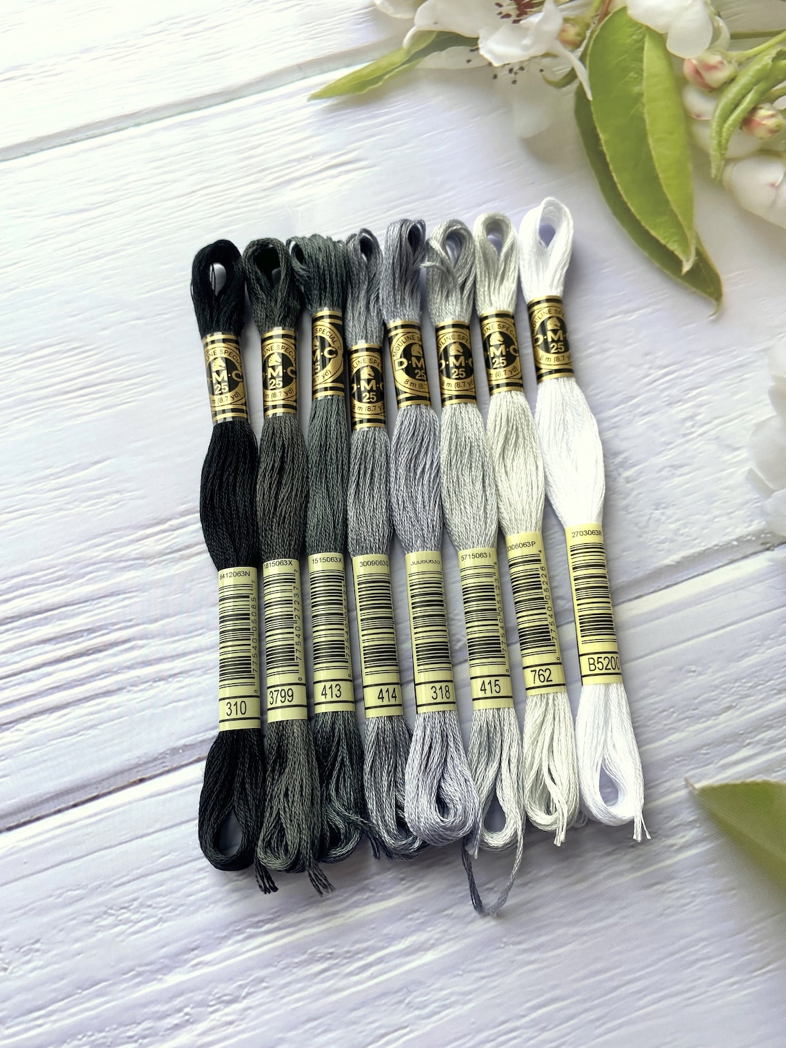 DMC Stranded Cotton // 8 Skeins Monochrome // DMC Threads // Cross ...