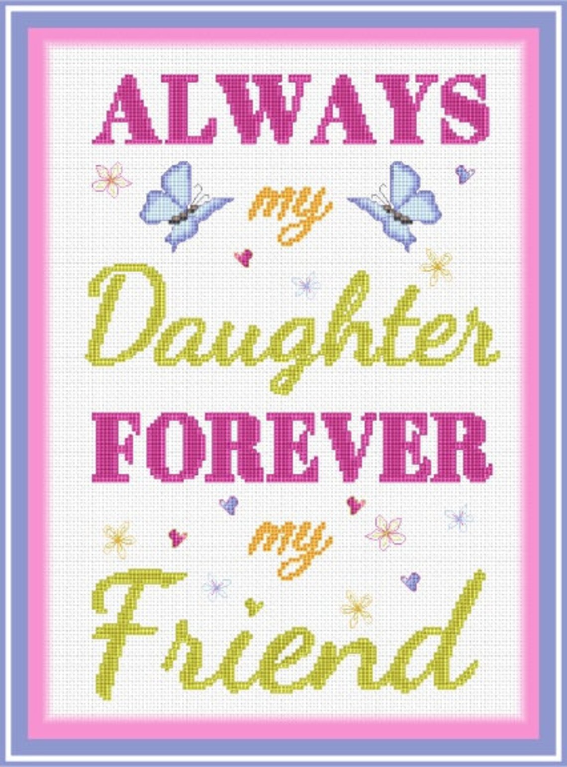 Daughter Love PDF// Sampler Cross Stitch // Daughter Forever - Etsy