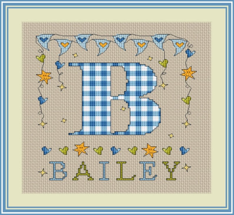 Boys Letter B Monogram // Cross Stitch Letter B // Personalized ...