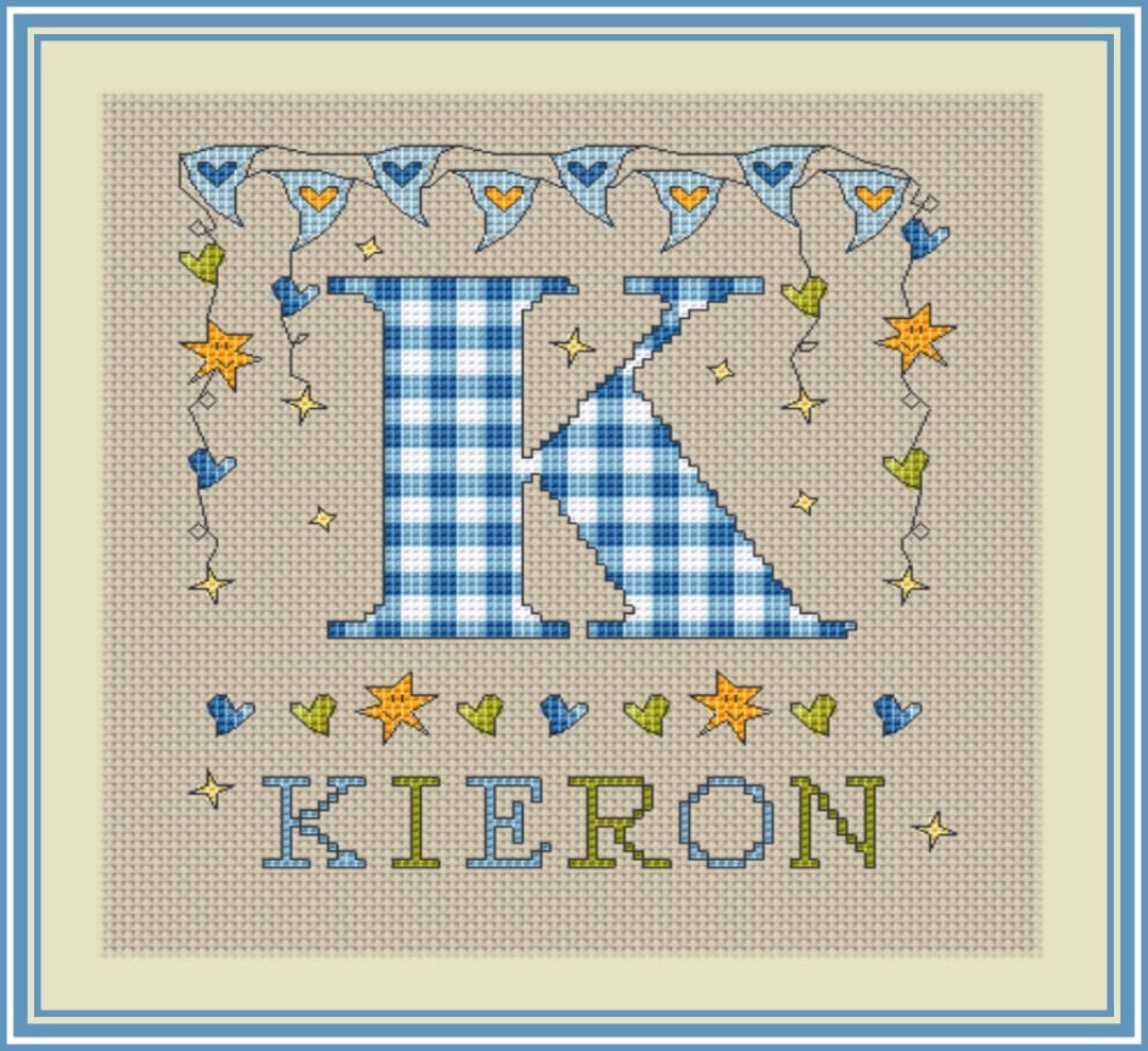 Boys Letter K Monogram // Cross Stitch Letter K // Personalized ...