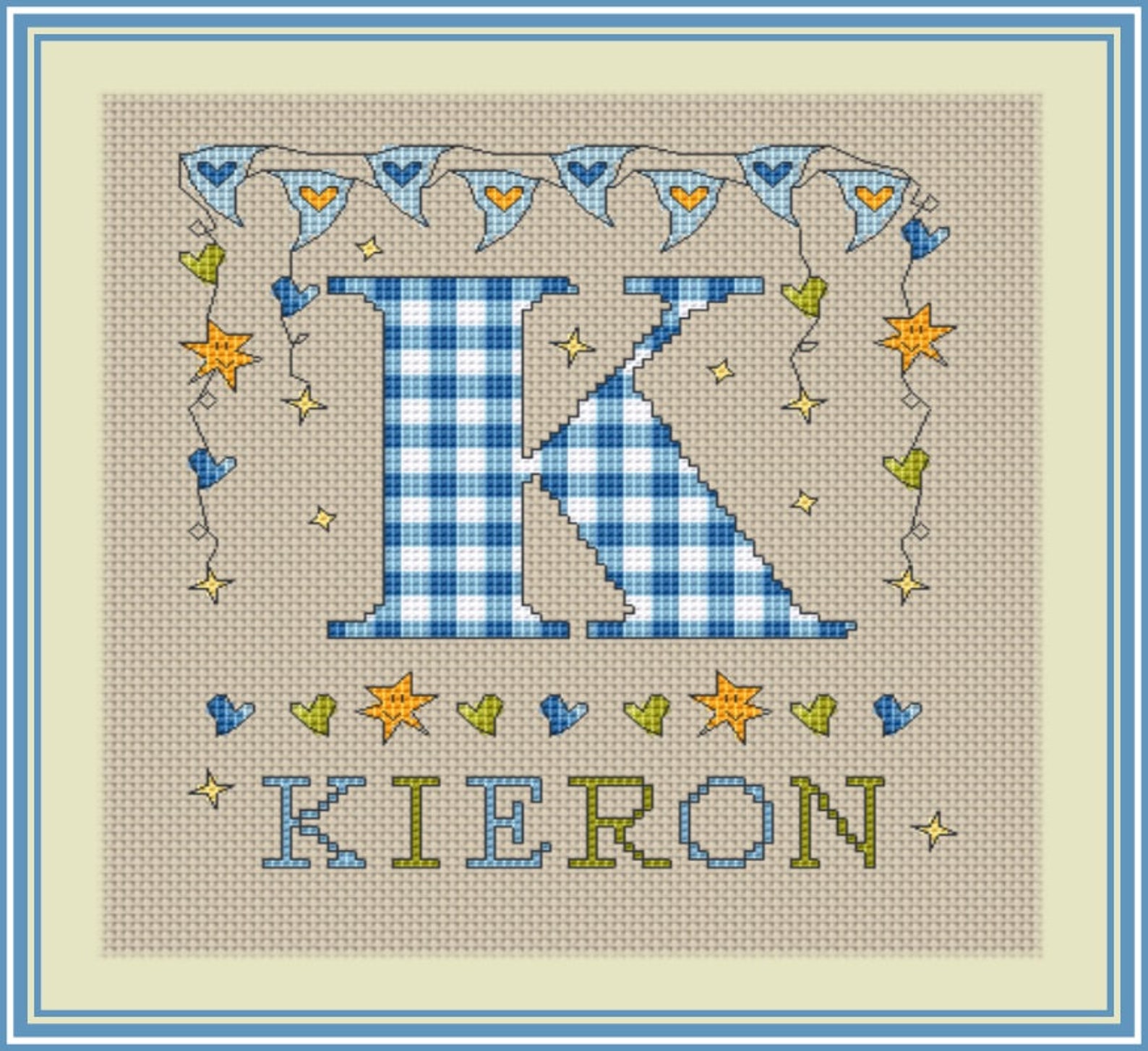 Boys Letter K Monogram // Cross Stitch Letter K // | Etsy