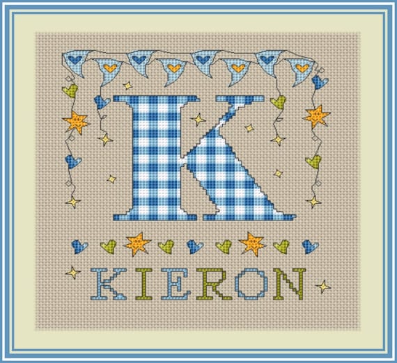 Boys Letter K Monogram // Cross Stitch Letter K // | Etsy