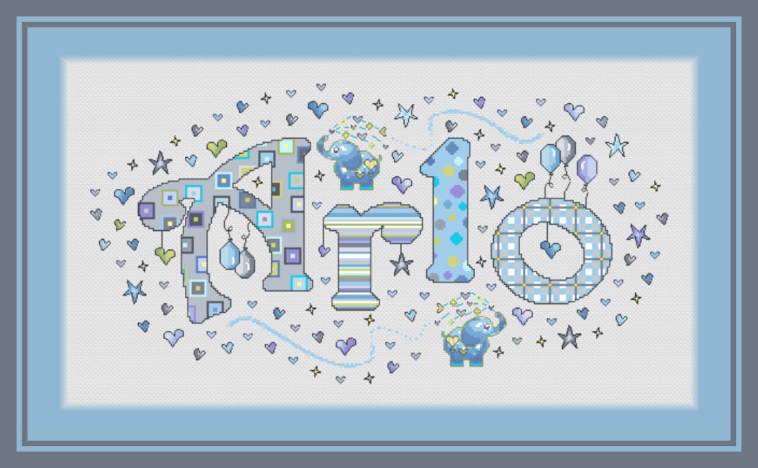 Elephant Boys Name Sampler// Elephant Name Cross Stitch // | Etsy
