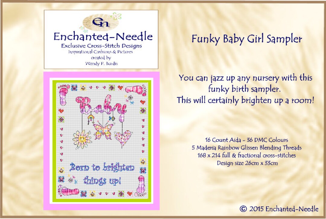 Funky Baby Girl Sampler Cross Stitch PDF Download // Cross Stitch ...