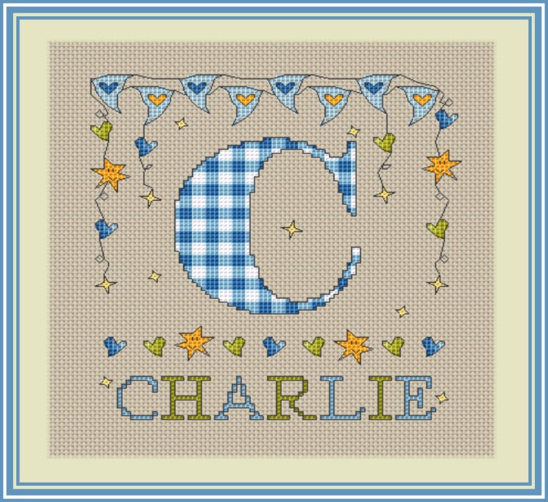 Boys Letter C Monogram // Cross Stitch Letter C // Personalized ...