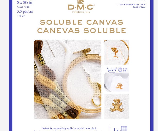 DMC Soluble Aida 14 Count // Embroidery Soluble Canvas // Dissolving ...