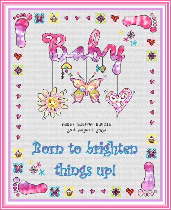 Funky Baby Girl Sampler Cross Stitch Kit // Cross Stitch Birth - Etsy UK