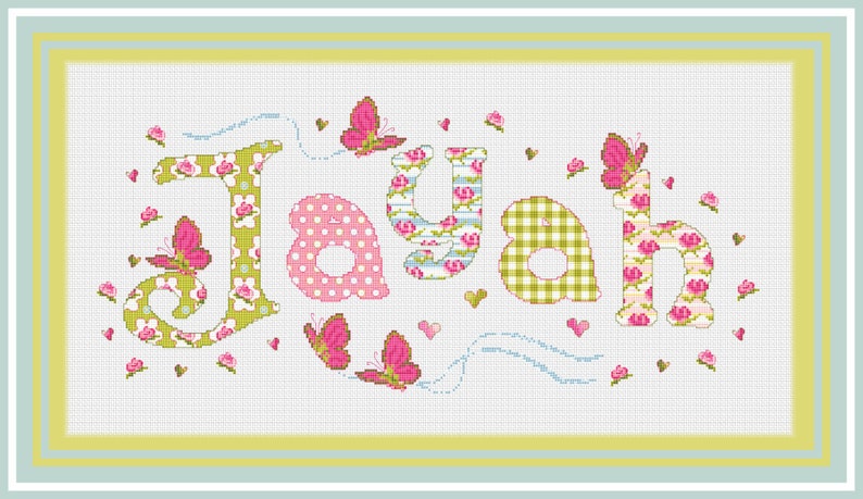Complete Kit // Customized Sampler// Name Cross Stitch // Name Sampler ...
