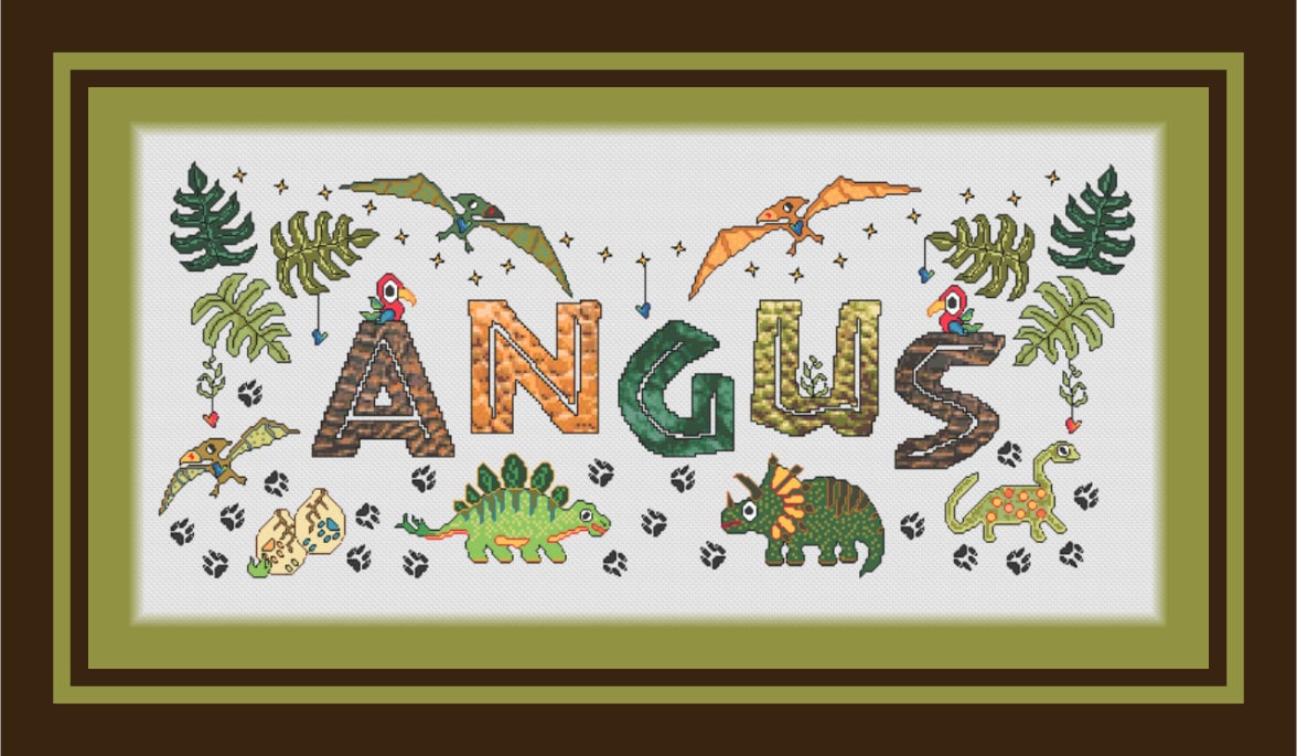 Dinosaur Boys Nameplate Sampler// Name Cross Stitch // Name Sampler ...