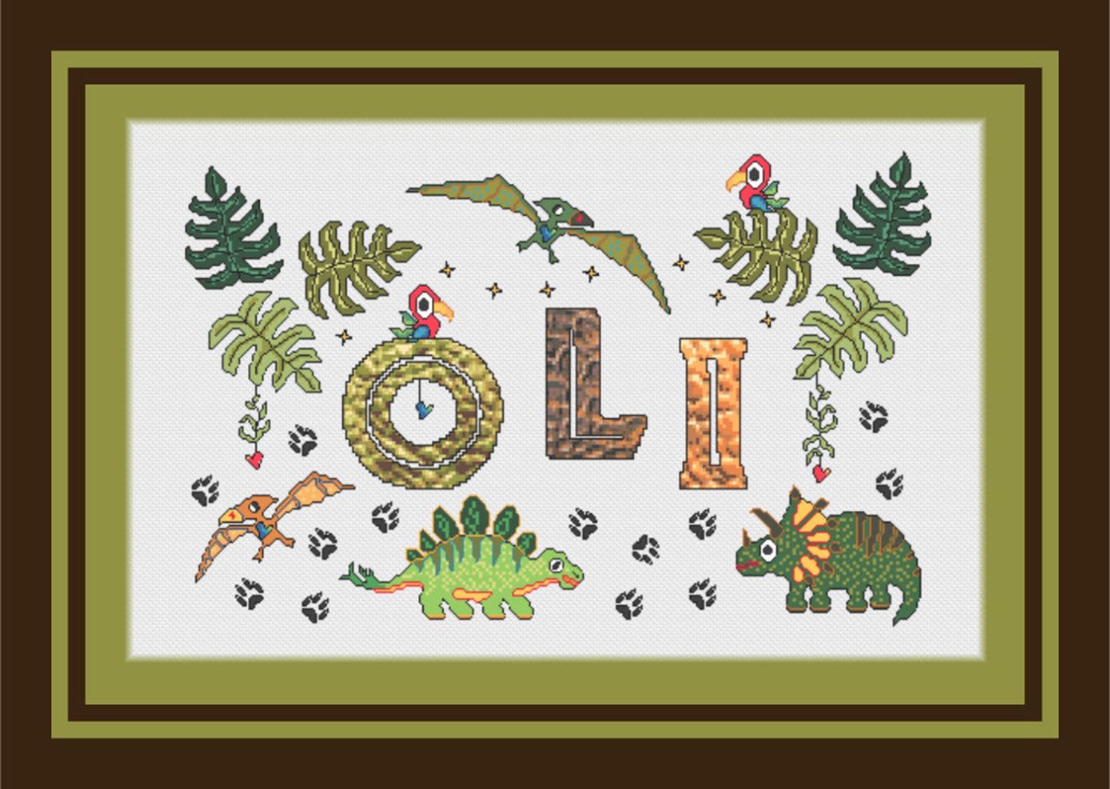 Dinosaur Boys Nameplate Sampler// Name Cross Stitch // Name Sampler ...