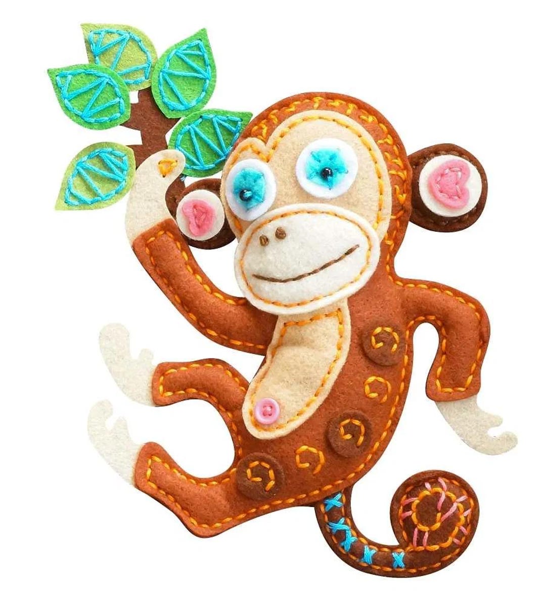Cute Felt Monkey Kit // Make Your Own Monkey Kit // Monkey Felt Craft ...