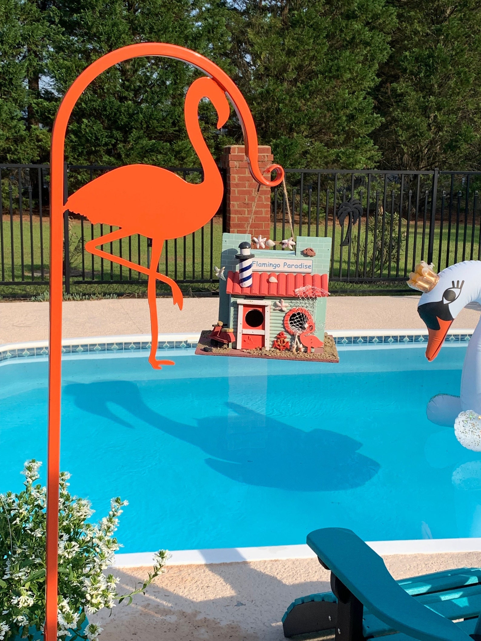 Flamingo Shepherd Hook - Wind Chimes - Bird Feeder - Plant Stand - 60 ...