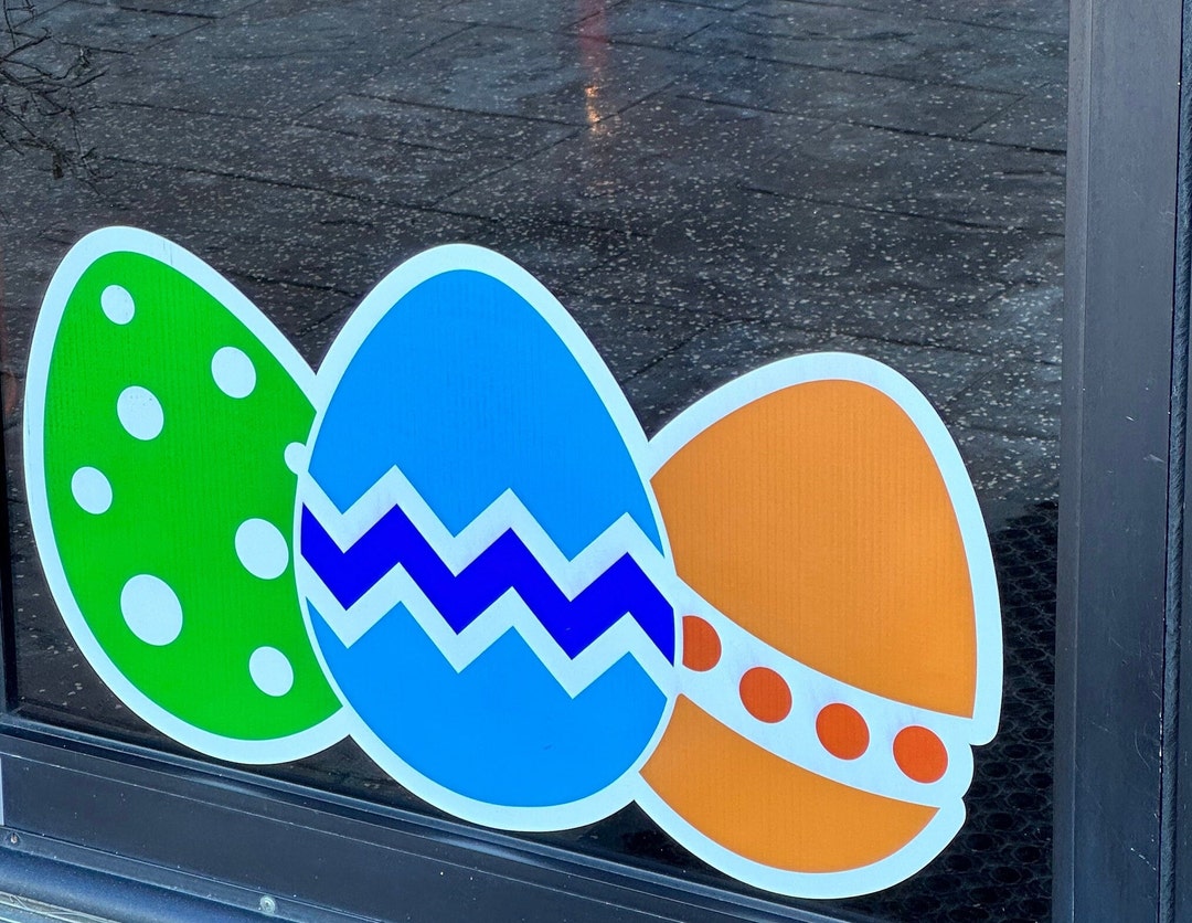 Window Cling 15”x28” Easter Eggs- Window Decal- 15" T and 28"w-reusable ...