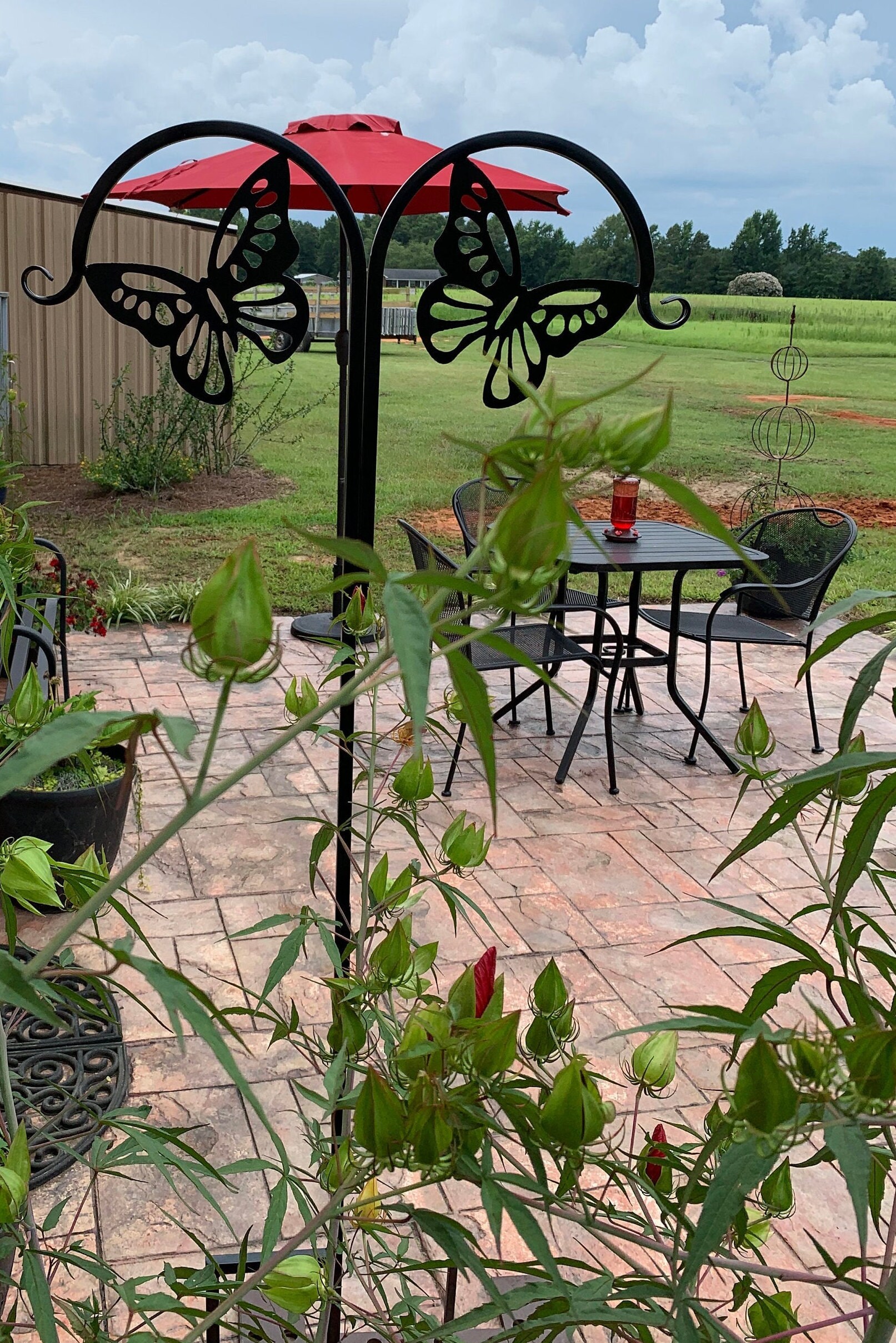 Double Butterfly Shepherd Hook Plant /Bird Feeder/ Wind | Etsy