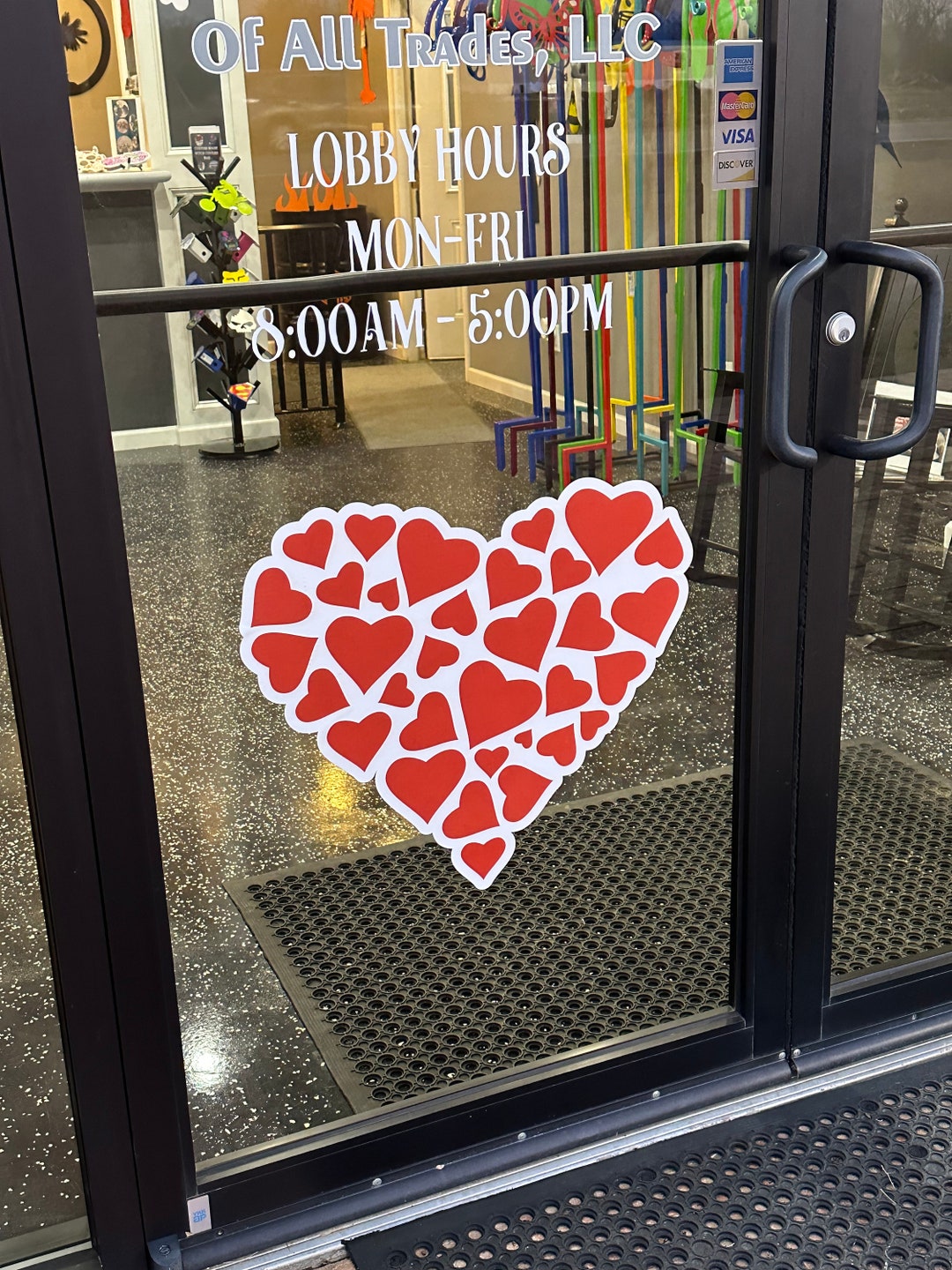 Window Cling Heart- Window Decal- 20" T and 22"w-reusable-easy to ...