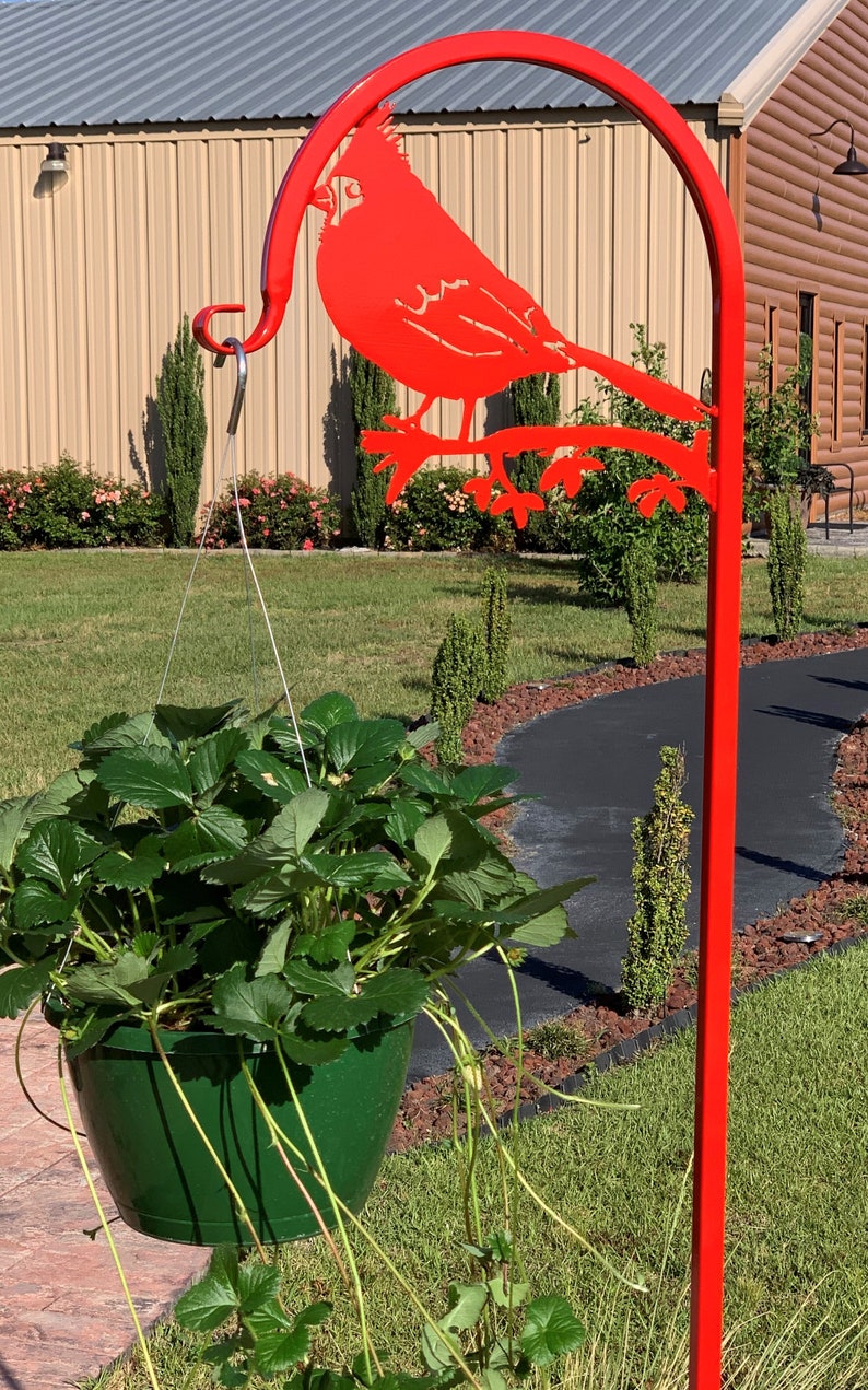 Red/cardinal Bird Shepherd Hook - Plant Hanger- Wind Chimes Holder ...