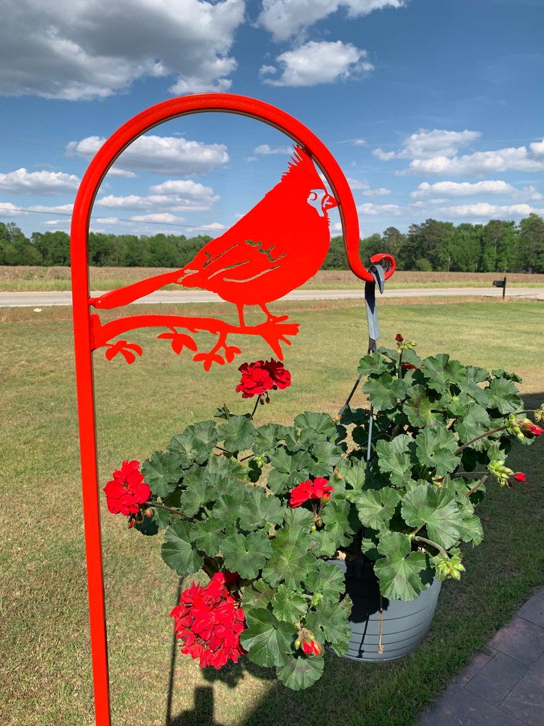 Red/cardinal Bird Shepherd Hook - Plant Hanger- Wind Chimes Holder ...