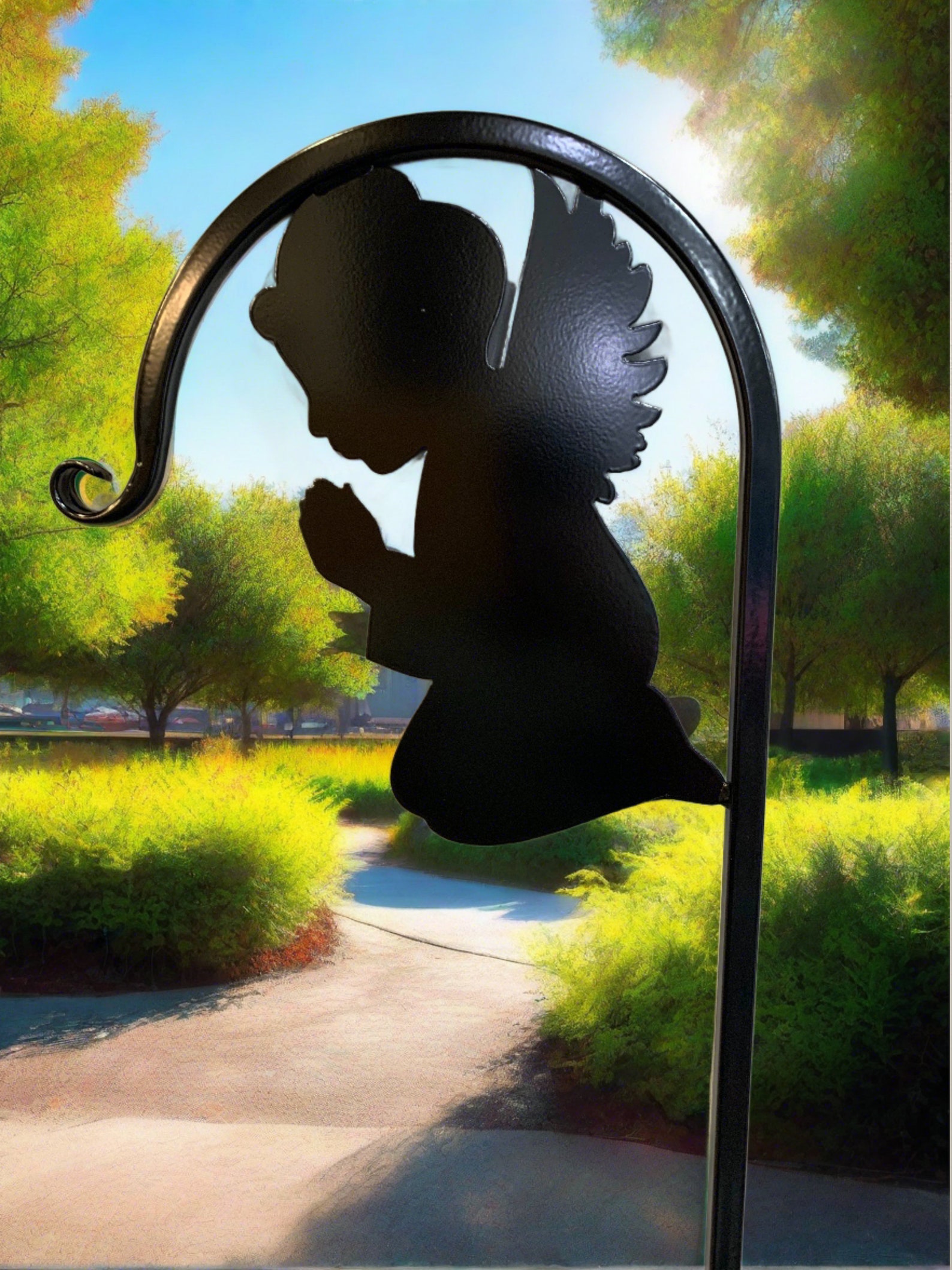 Angel Shepherd Hook - Gravesite/cemetery Display- Powder Coated Your ...