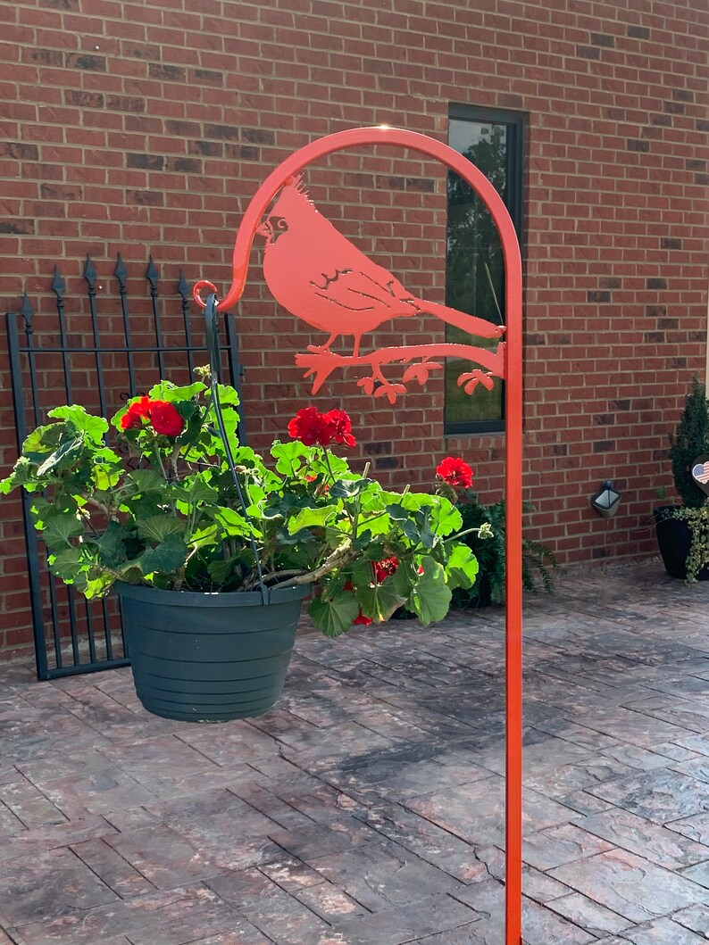Red/cardinal Bird Shepherd Hook Plant Hanger Wind Chimes - Etsy