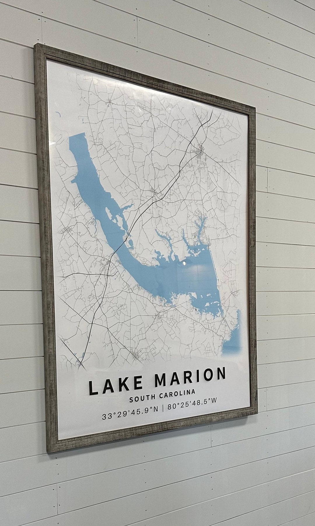 Custom Large Print of Lake Marion, Lake Murray, Lake Wateree South ...