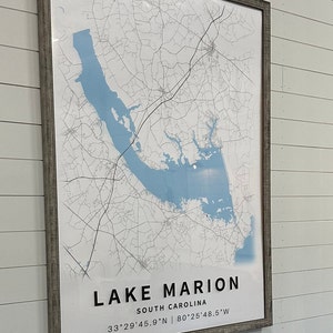 Custom Large Print of Lake Marion, Lake Murray, Lake Wateree South ...