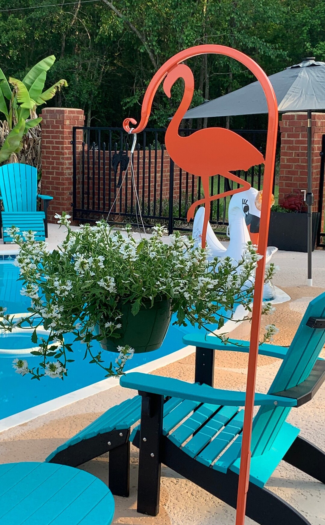 Flamingo Shepherd Hook - Wind Chimes - Bird Feeder - Plant Stand - 60 ...