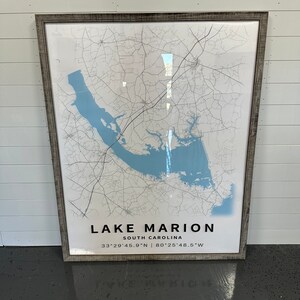 Custom Large Print of Lake Marion, Lake Murray, Lake Wateree South ...