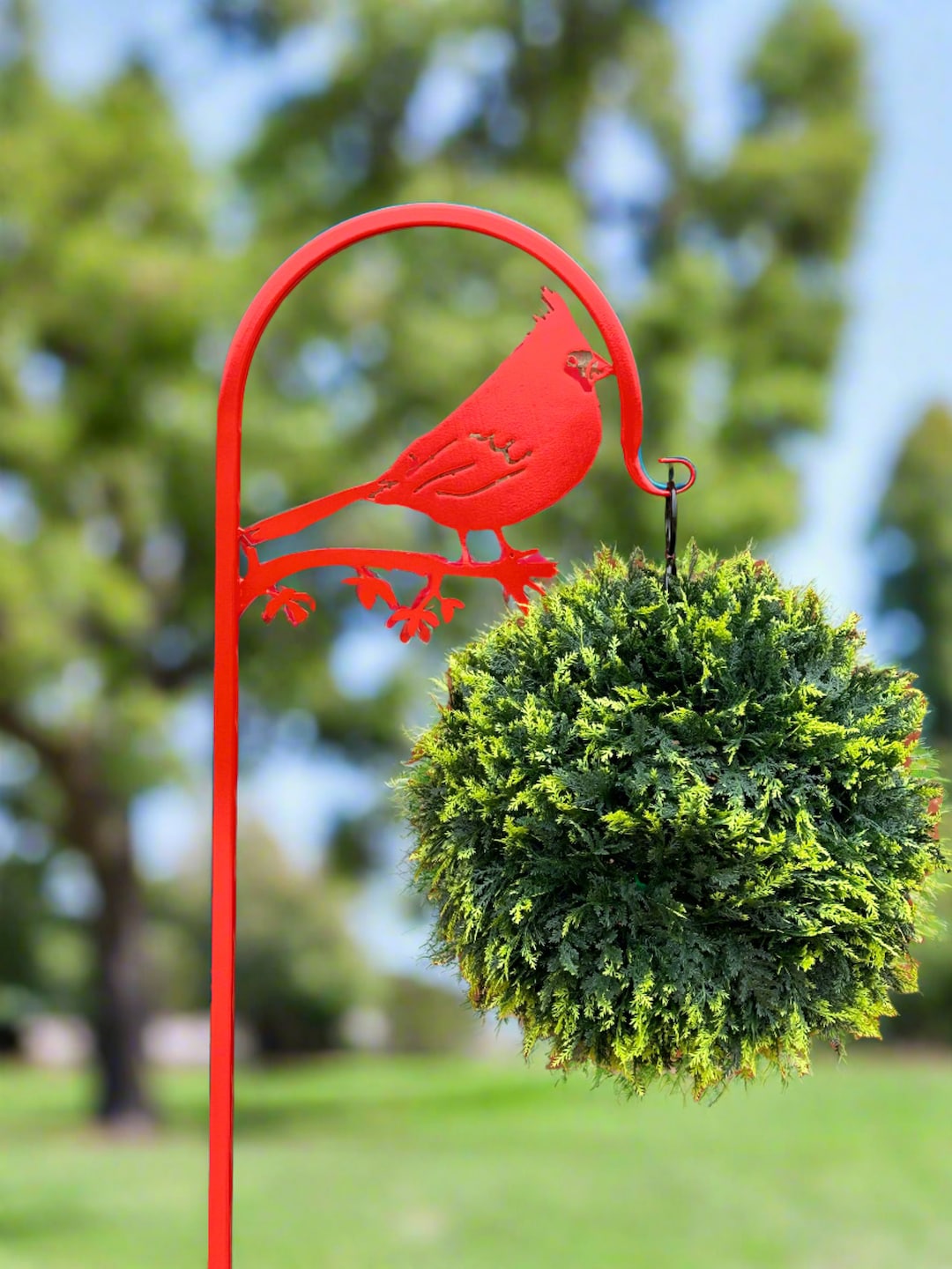 Red/cardinal Bird Shepherd Hook - Plant Hanger- Wind Chimes Holder ...