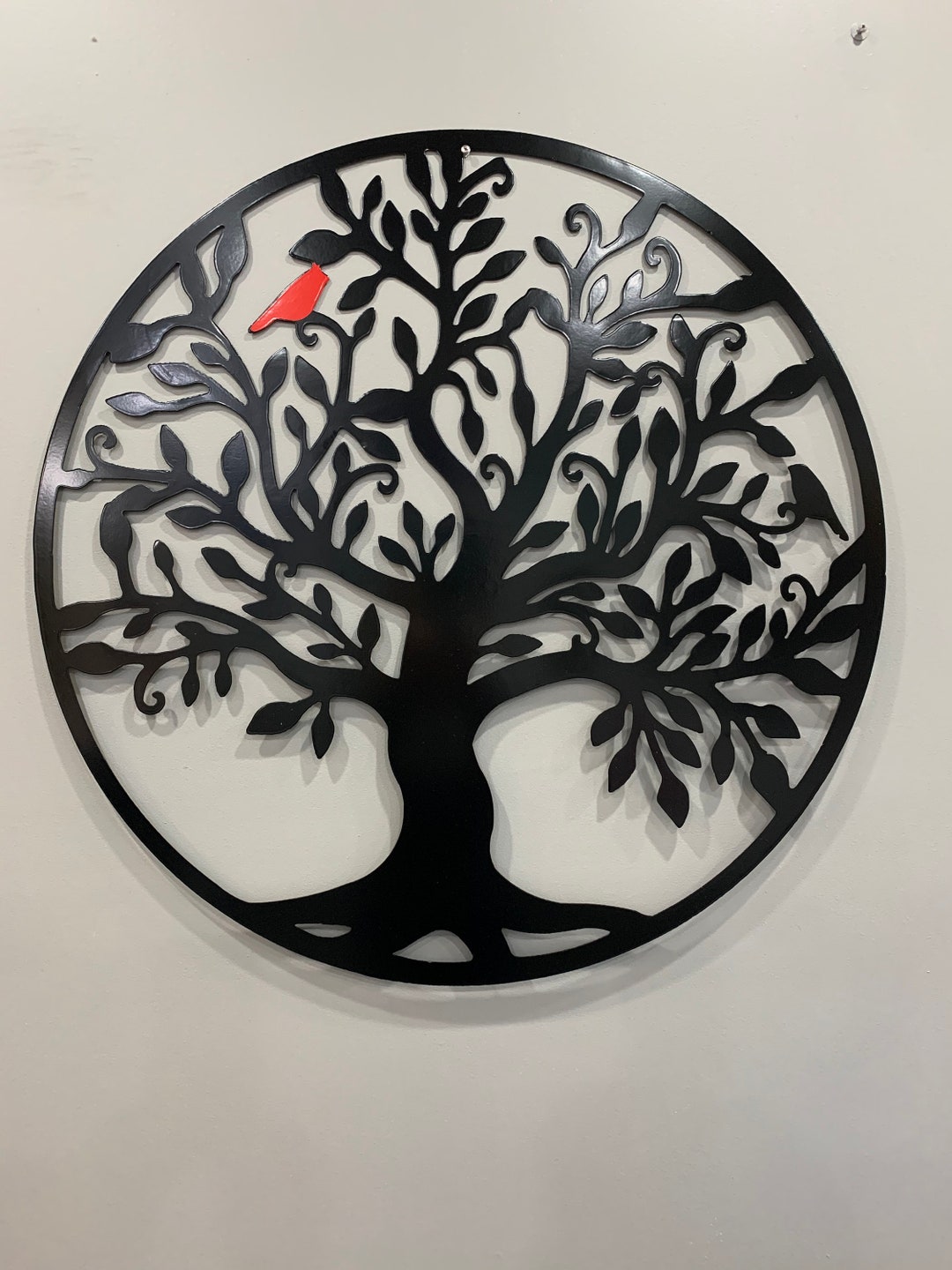 Tree of Life Metal Sign- With Red Bird or Without -powder Coat Finish ...