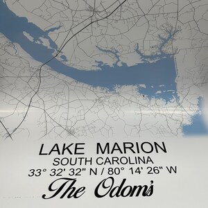 Custom Large Print of Lake Marion, Lake Murray, Lake Wateree South ...