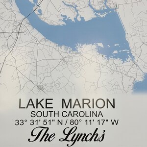 Custom Large Print of Lake Marion, Lake Murray, Lake Wateree South ...