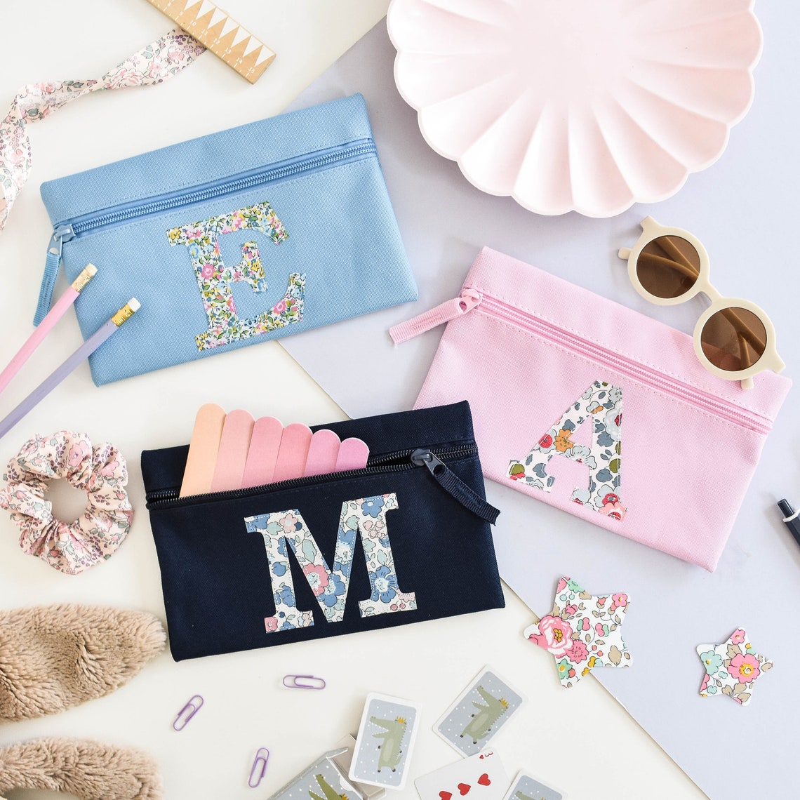 Liberty of London Personalised Pencil Case Pink Navy or - Etsy UK