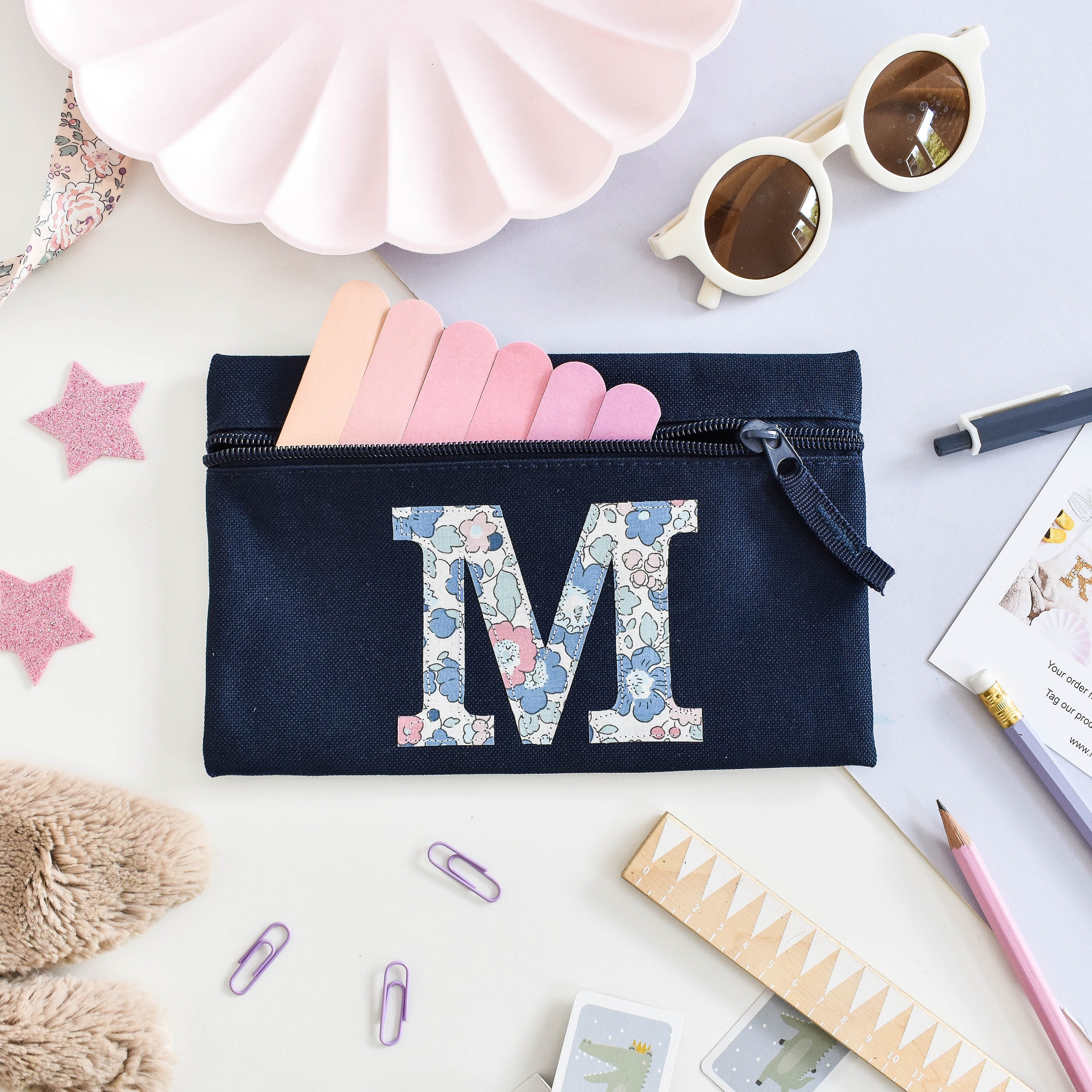 Liberty of London Personalised Pencil Case - Pink or Navy - Etsy UK